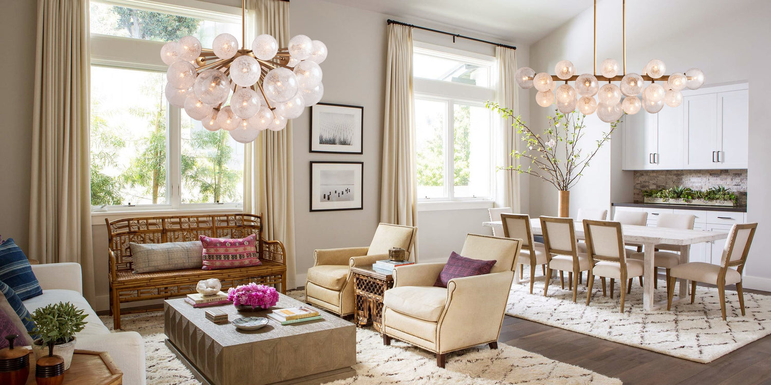 Hand-Blown Bubble Glass Multi-Light Semi-Flush for Kitchen – Industria